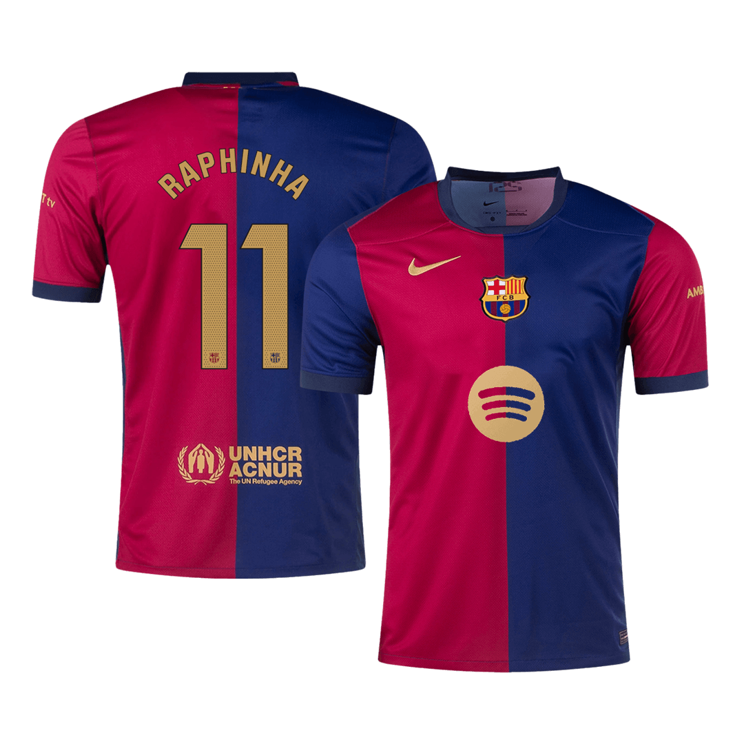 RAPHINHA #11 Barcelona Home Soccer Jersey 2024/25 – Spotify Logo ...